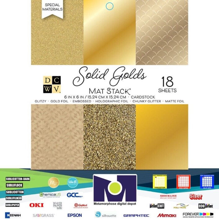 DCWV®️ MAT STACK - DCWV - 6 X 6 - SOLID GOLDS - FOIL (18 SHEETS) PS-006 ...