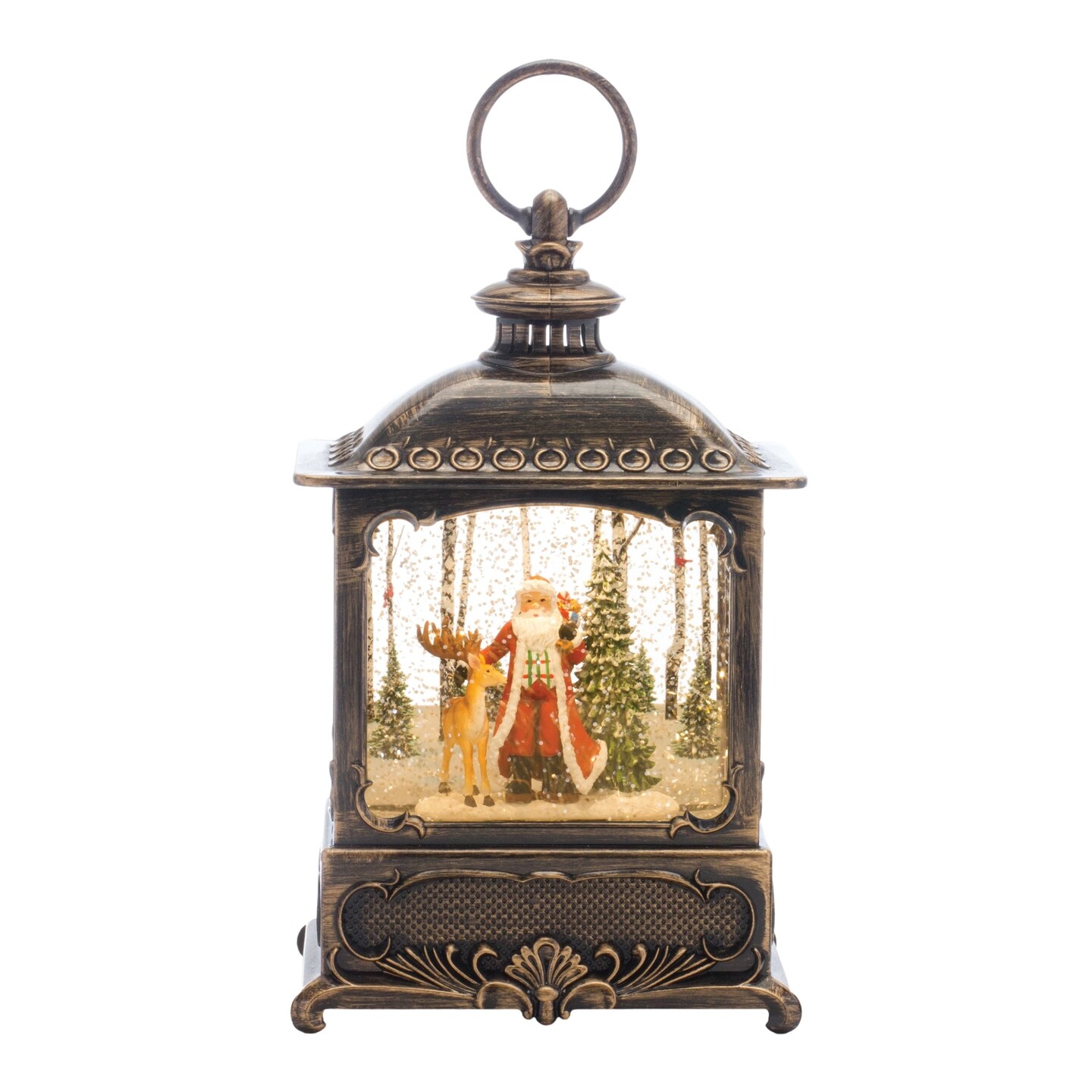 Melrose 10.25" LED Lighted Santa with Deer Christmas Snow Globe Lantern ...