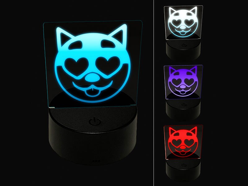 Husky Dog Face Love Heart Eyes 3D Illusion LED Night Light Sign ...