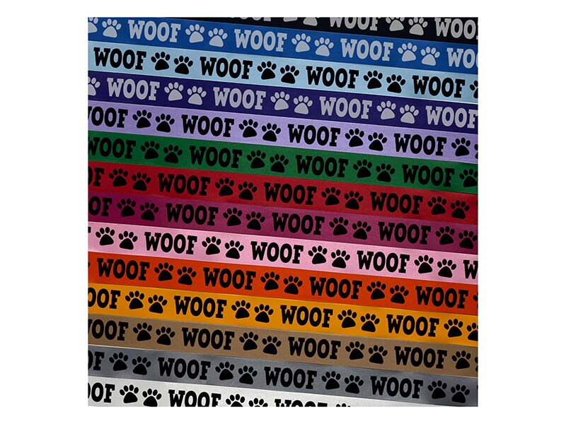 Woof Dog Paw Prints Fun Text Satin Ribbon for Bows Gift Wrapping - 1 ...