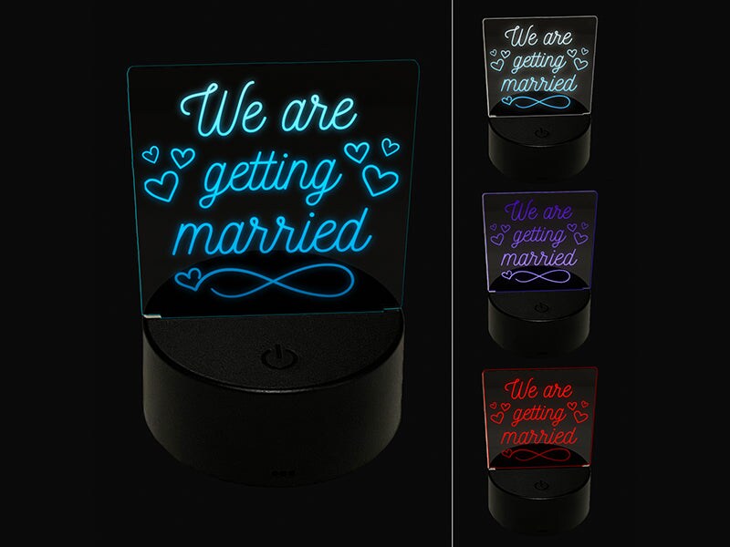 We Are Getting Married Wedding Hearts 3D Illusion LED Night Light Sign ...