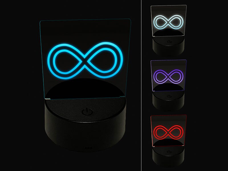 Infinity Symbol Outline 3D Illusion LED Night Light Sign Nightstand ...