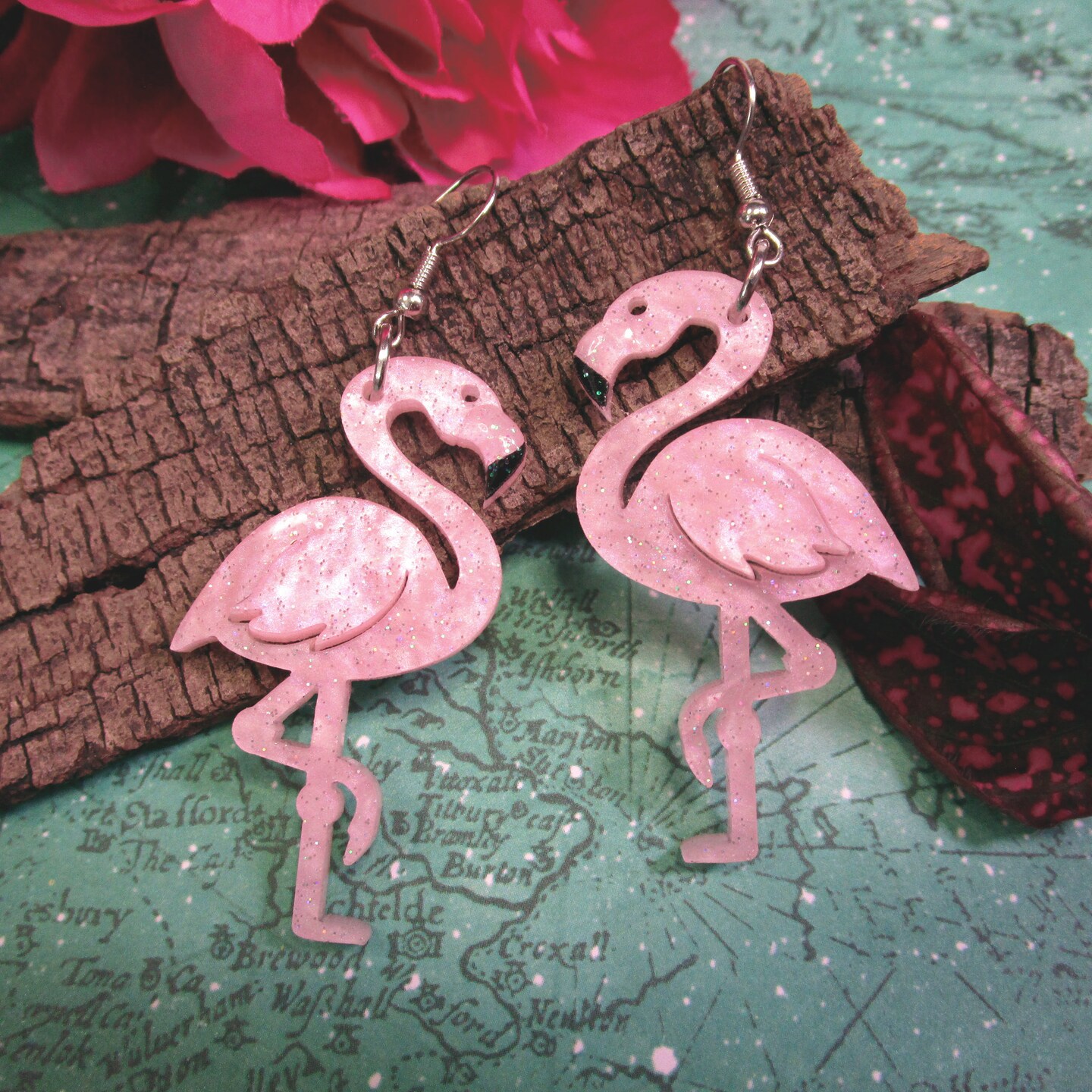 Eyesight Pink Flamingo Earrings pink diamanté flamingo earrings