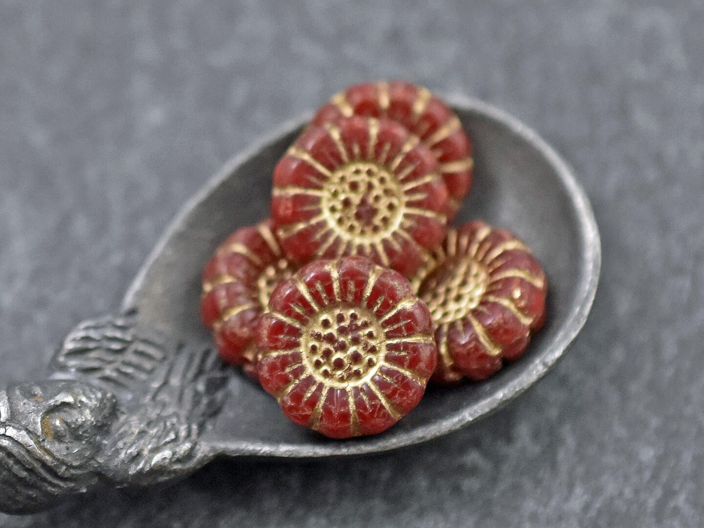 *12* 13mm Gold Washed Red Opaline Sunflower Coin Beads | Michaels
