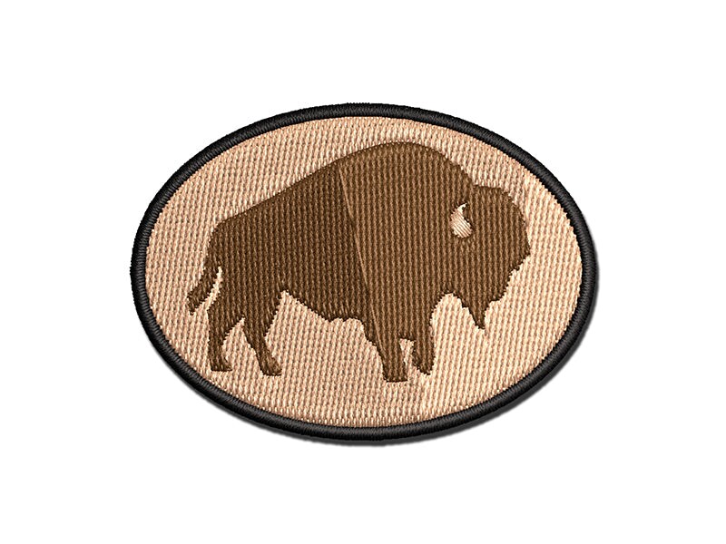 American Bison Buffalo Silhouette Multi-Color Embroidered Iron-On or Hook & Loop Patch Applique ...