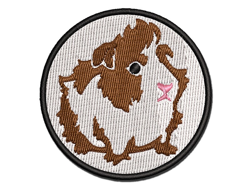 Cute and Hairy Abyssinian Guinea Pig Multi-Color Embroidered Iron-On or ...