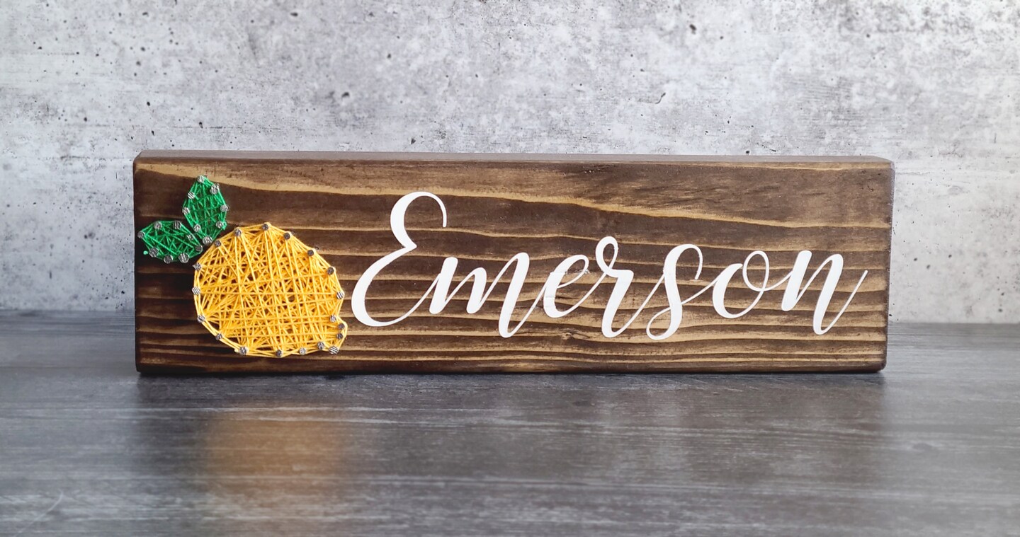 Personalized Lemon Desk Name Sign, hand painted custom string art Lemon ...