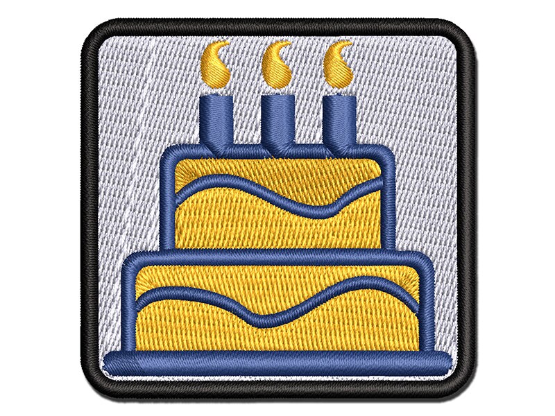 Birthday Cake Multi-Color Embroidered Iron-On or Hook & Loop Patch ...