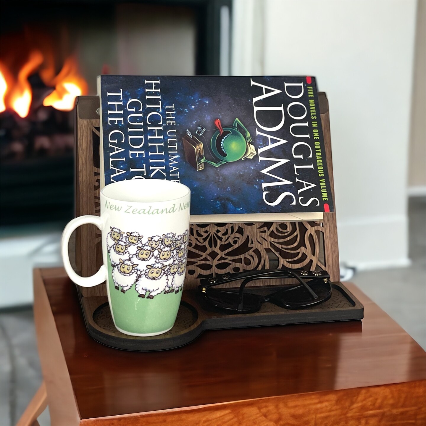 Luxury Wooden Book Valet Stand Laser Cut and Engraved Book lovers gift ...