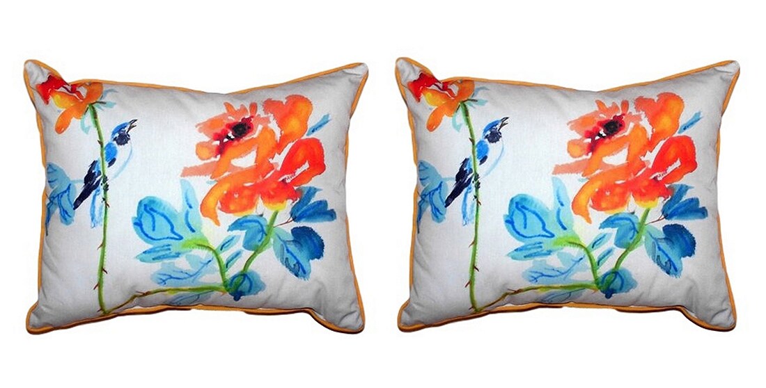 Pair of Betsy Drake Bird & Roses Large Pillows 16 Inch X 20 Inch | Michaels