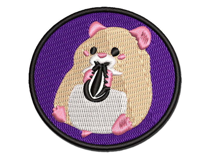 Darling Hamster Rodent Enjoying Sunflower Seed Multi-Color Embroidered ...