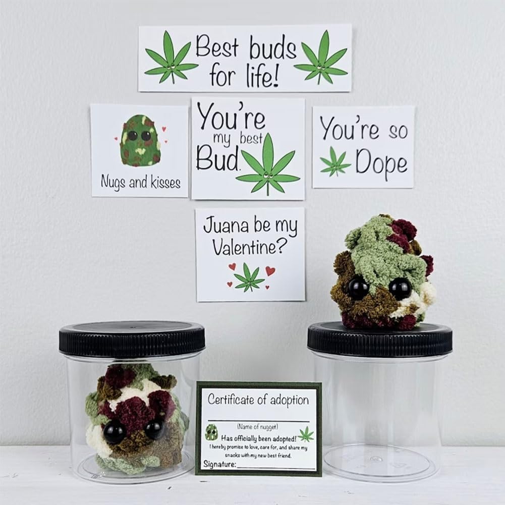 Little Weed Nugget Plushie with Encouragement Cards, in a Jar Handmade ...