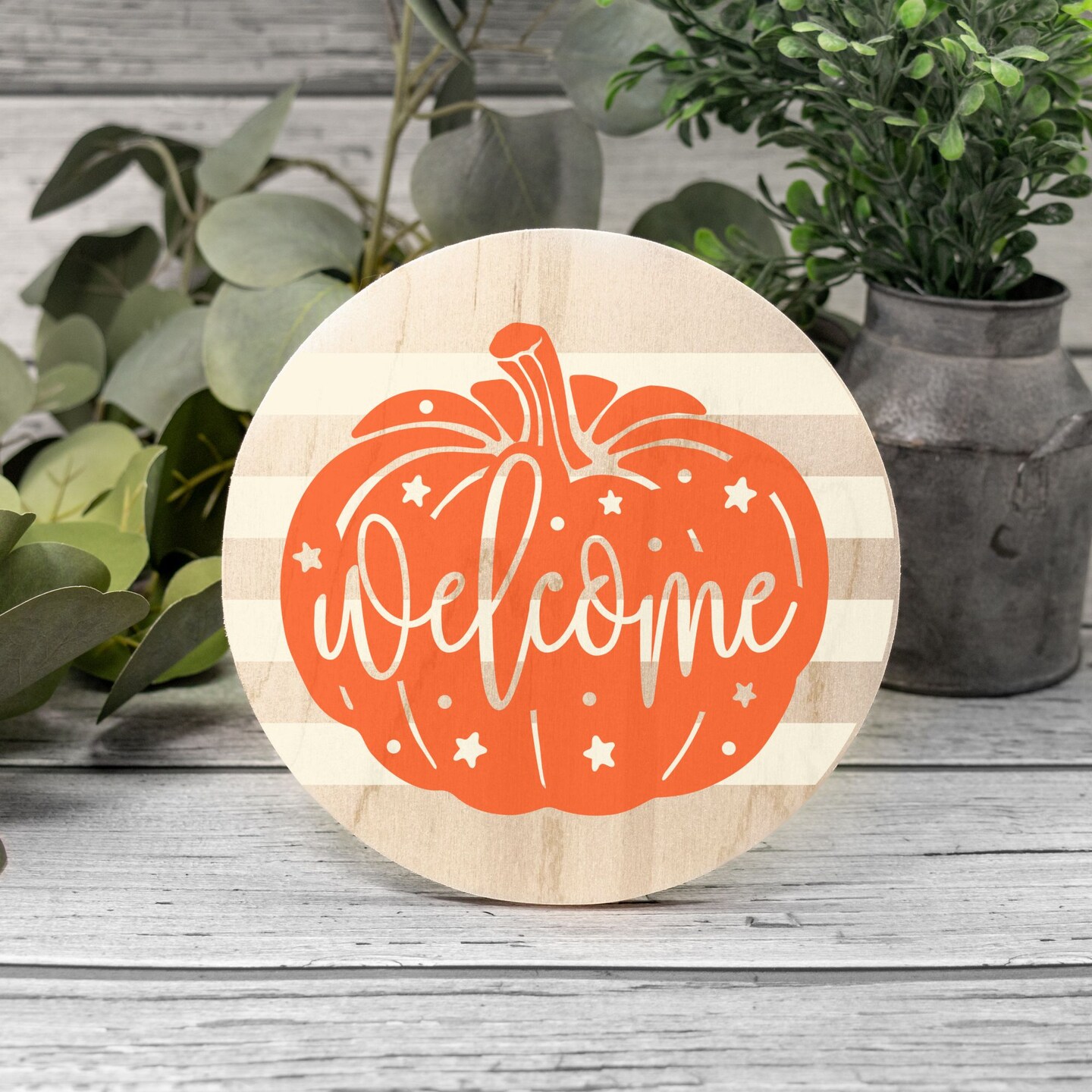 Rustic Fall Welcome Sign: Handcrafted Round Wooden Plaque with Charming ...