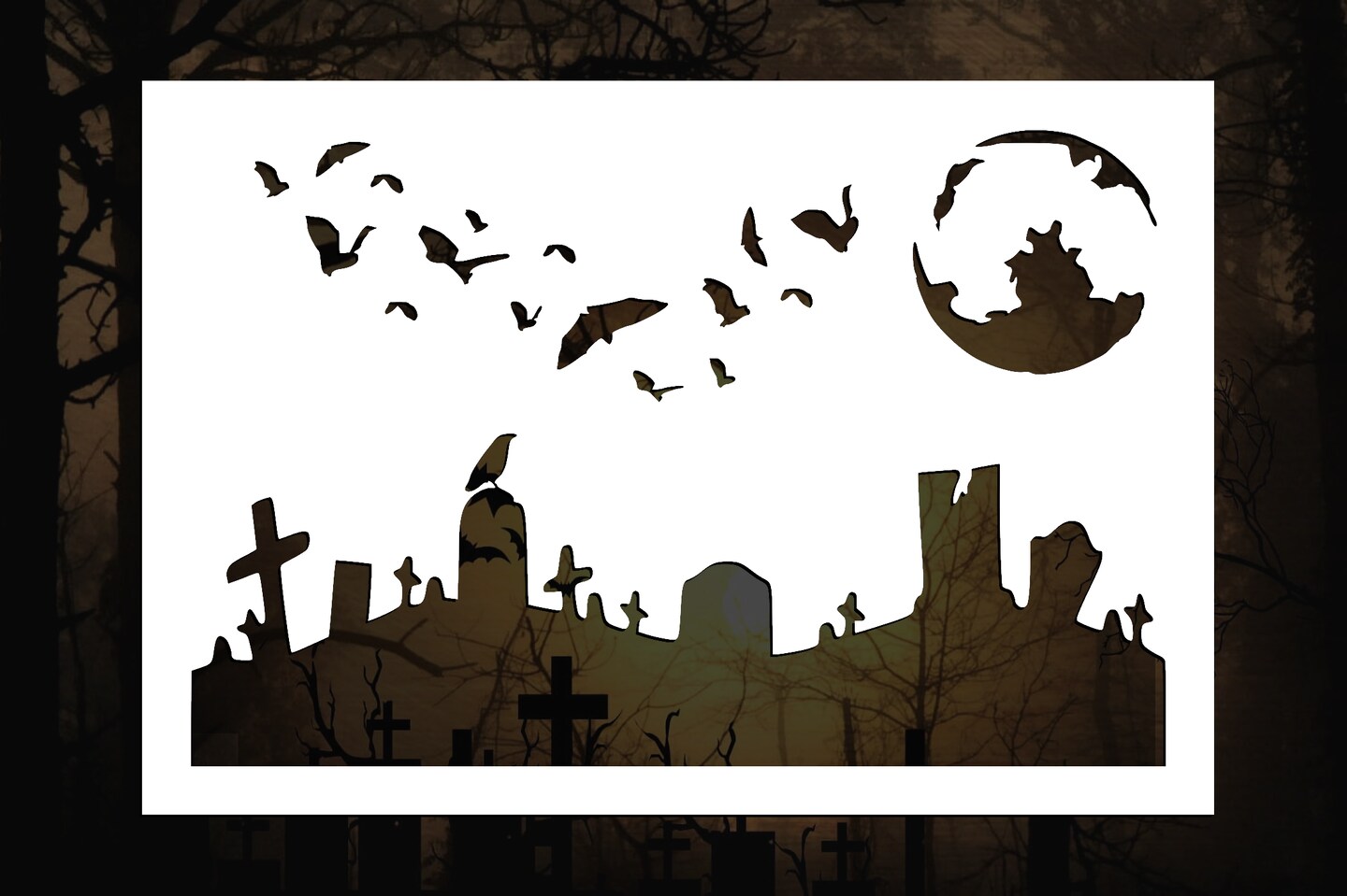 Spooky Graveyard Reusable Stencil (Many Sizes) | MakerPlace by Michaels