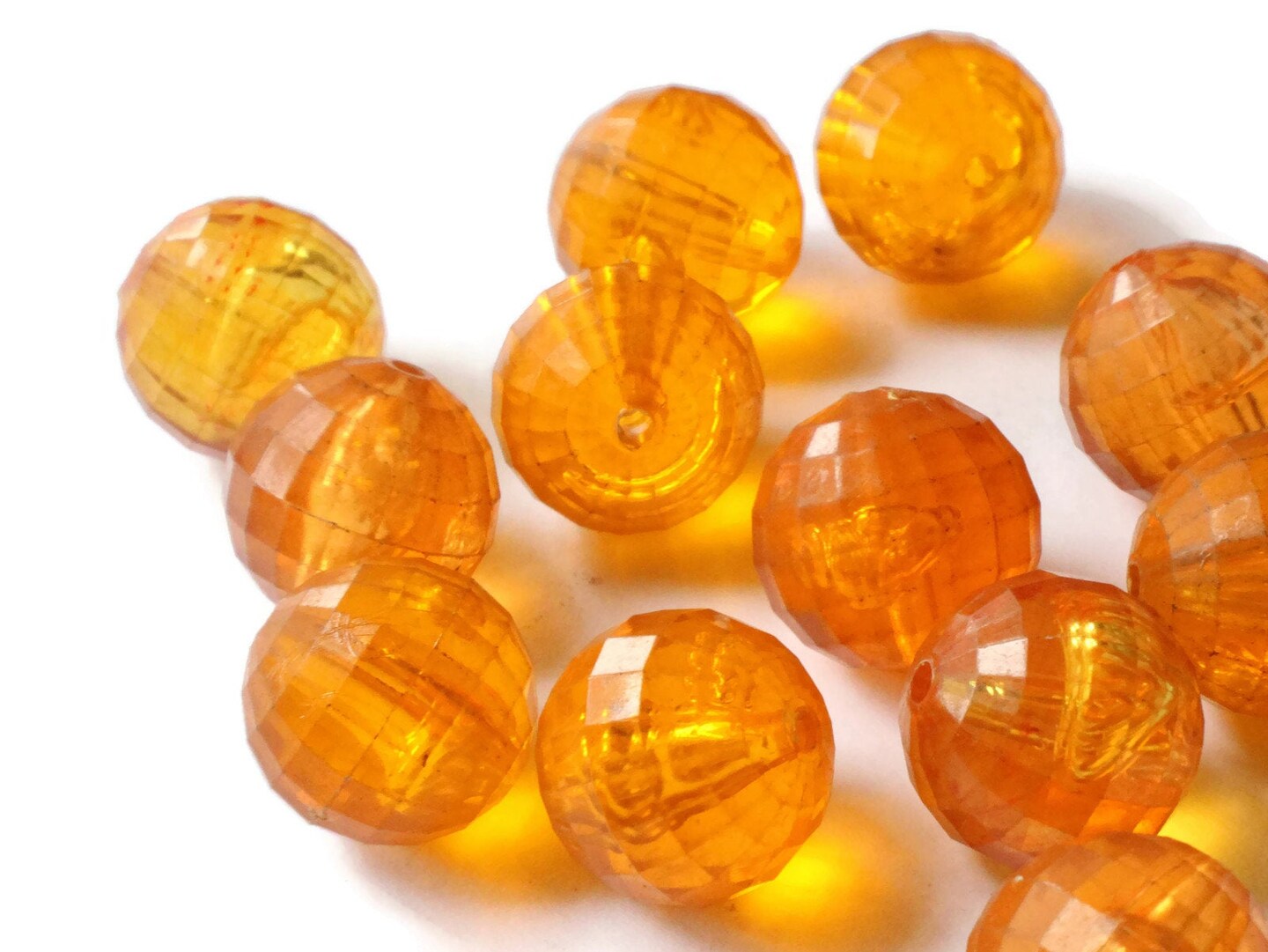 12 18mm Faceted Round Orange Plastic Beads Acrylic Accent Beads ...