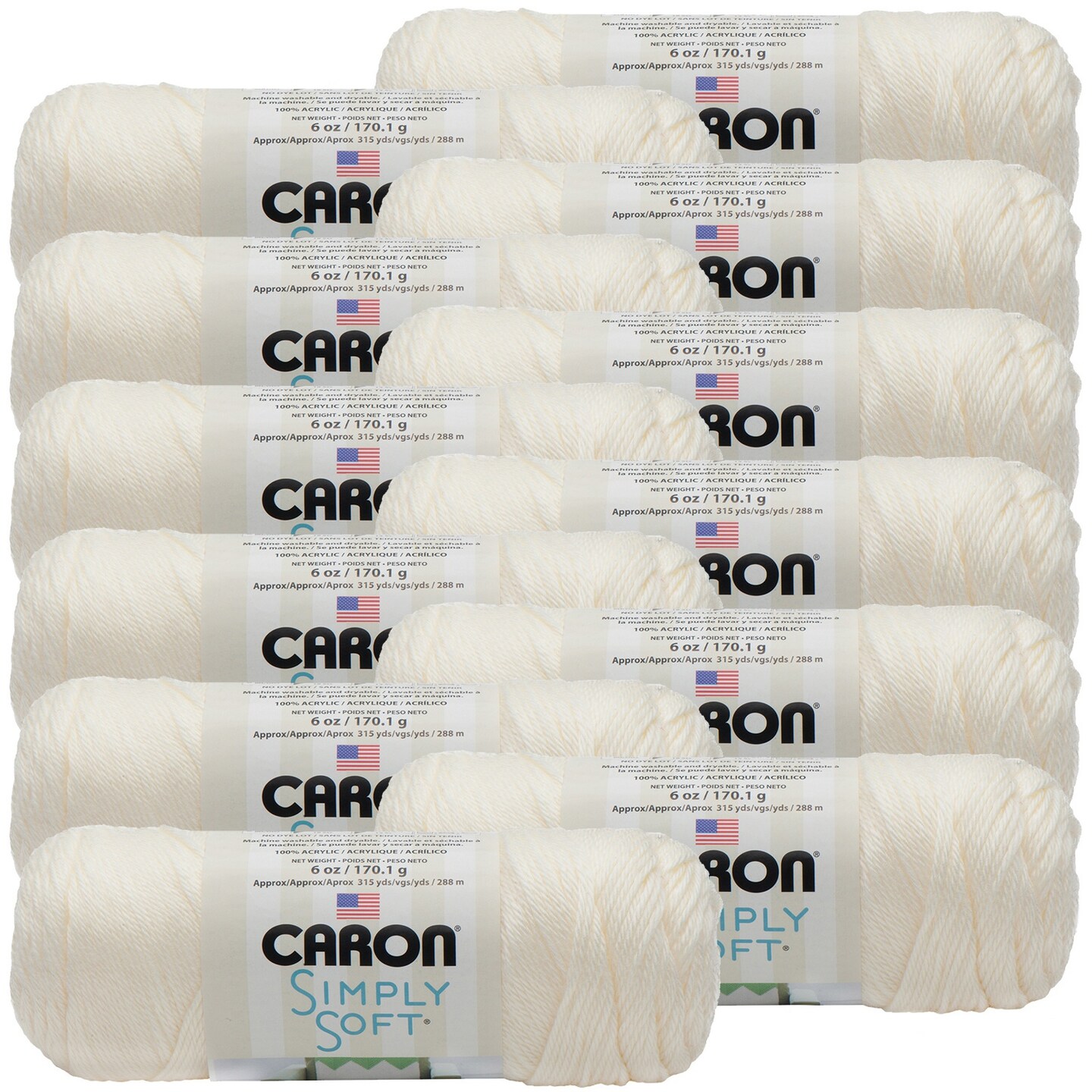 Multipack of 12 - Caron Simply Soft Solids Yarn-Off White | Michaels