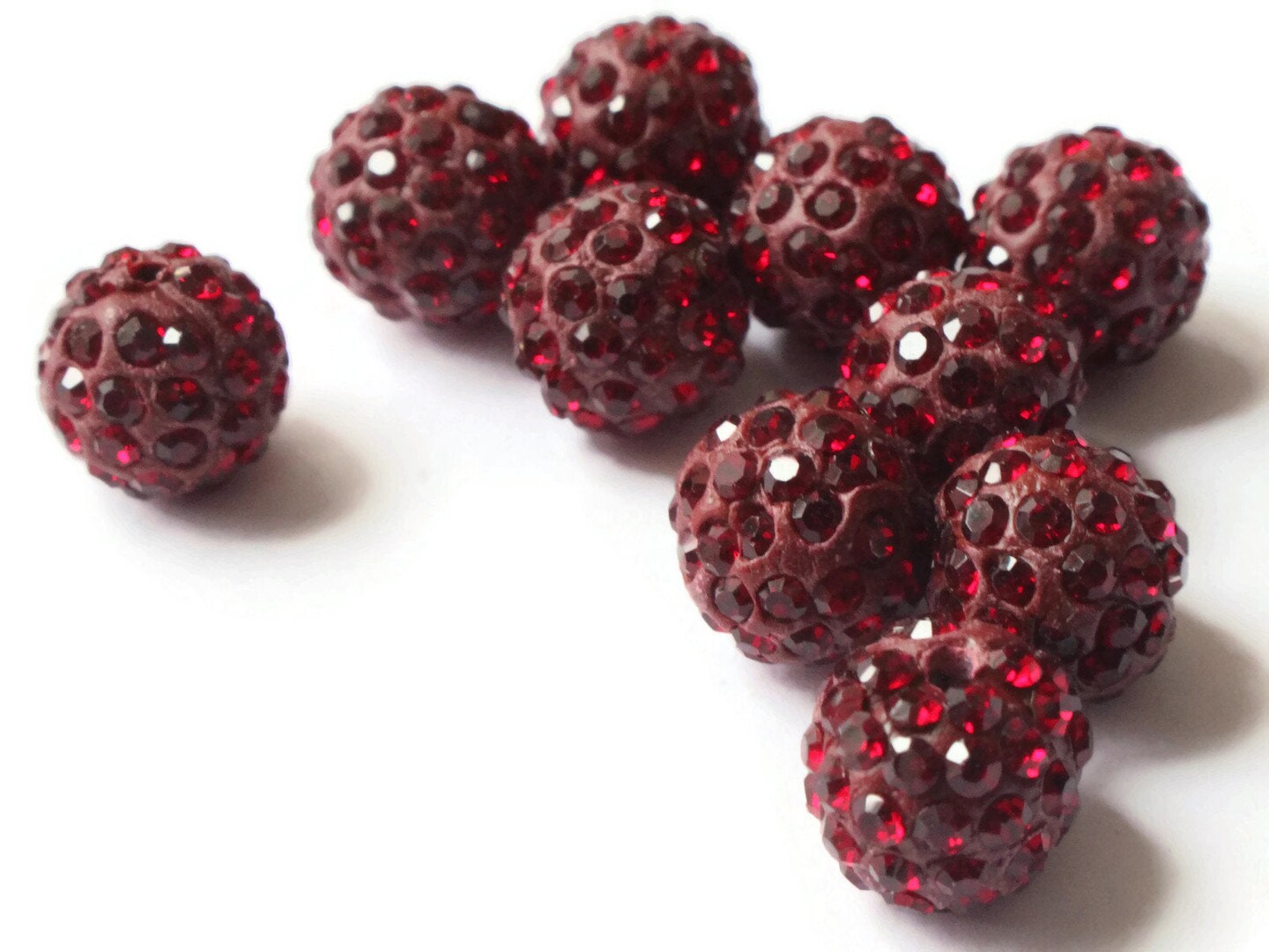 10 12mm Dark Red Rhinestone Round Polymer Clay Beads | Michaels