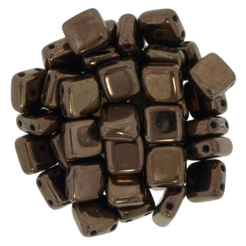 Czechmate 6mm Square Glass Czech Two Hole Tile Bead, Dark Bronze | Michaels