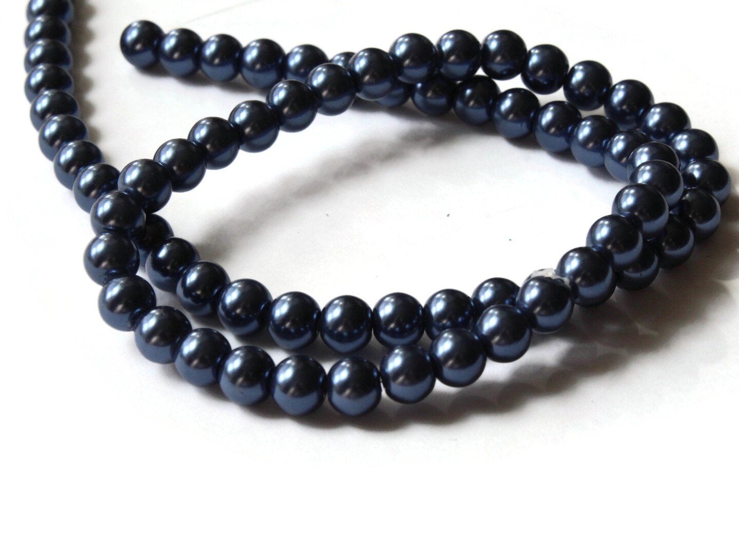 72 6mm Dark Blue Round Glass Pearl Beads | Michaels