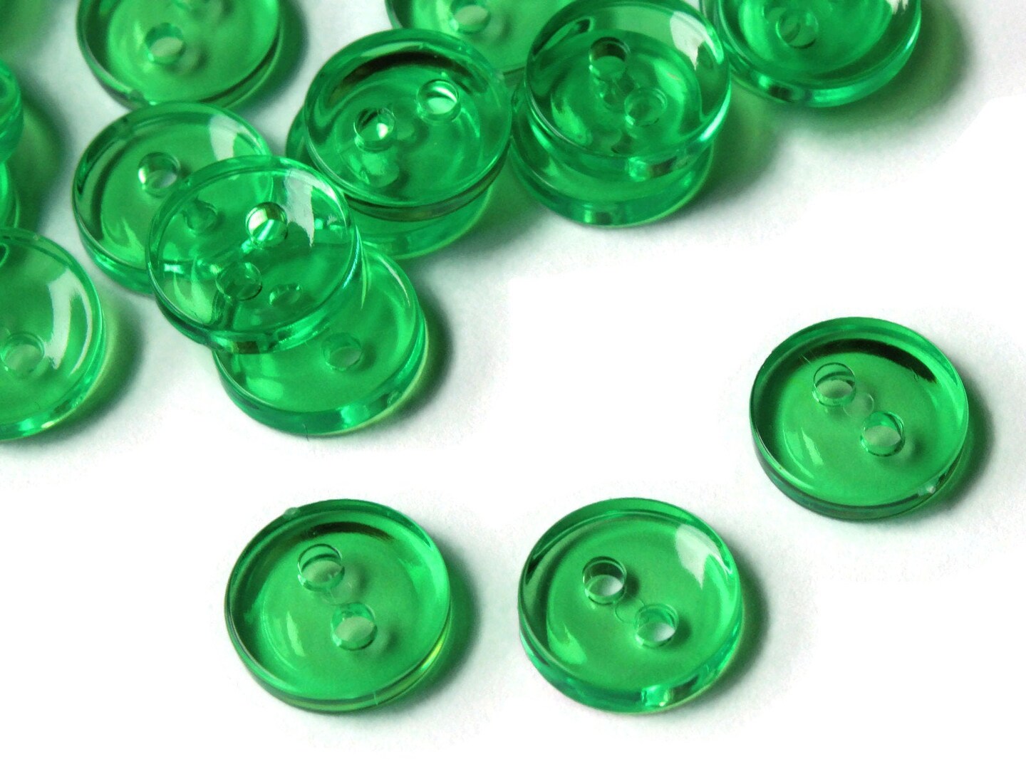 50 11mm Clear Green Flat Round Plastic Two Hole Buttons | Michaels