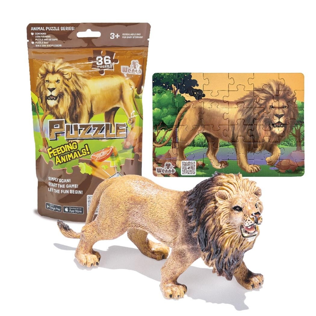 Wenno Animal Figurine With Puzzle And AR Game-Lion | Michaels
