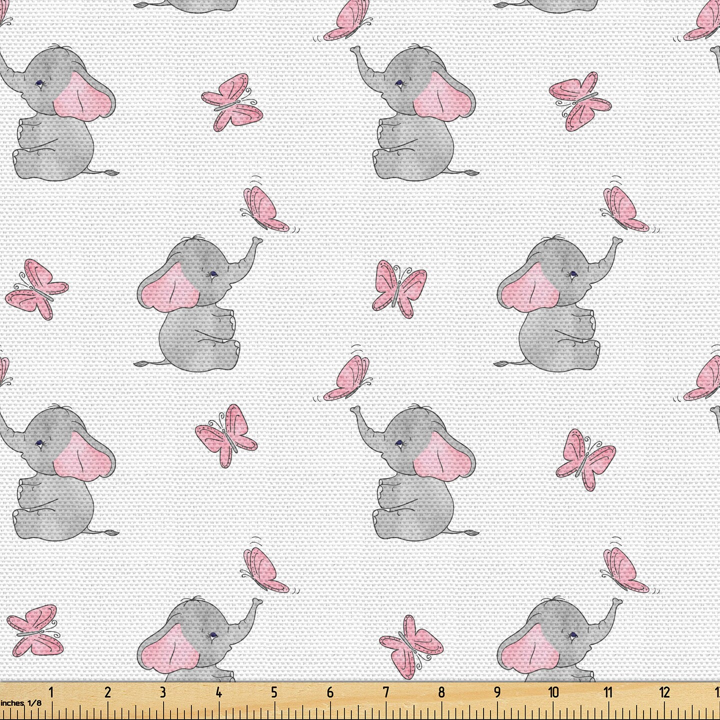 Ambesonne Animal Cartoon Fabric by the Yard, Playing Butterflies Design ...