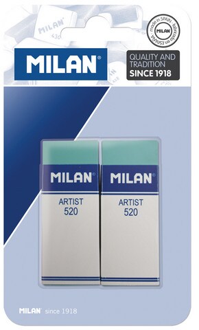 MILAN PVC PLASTIC 2 ERASERS (520) CARDED | Michaels
