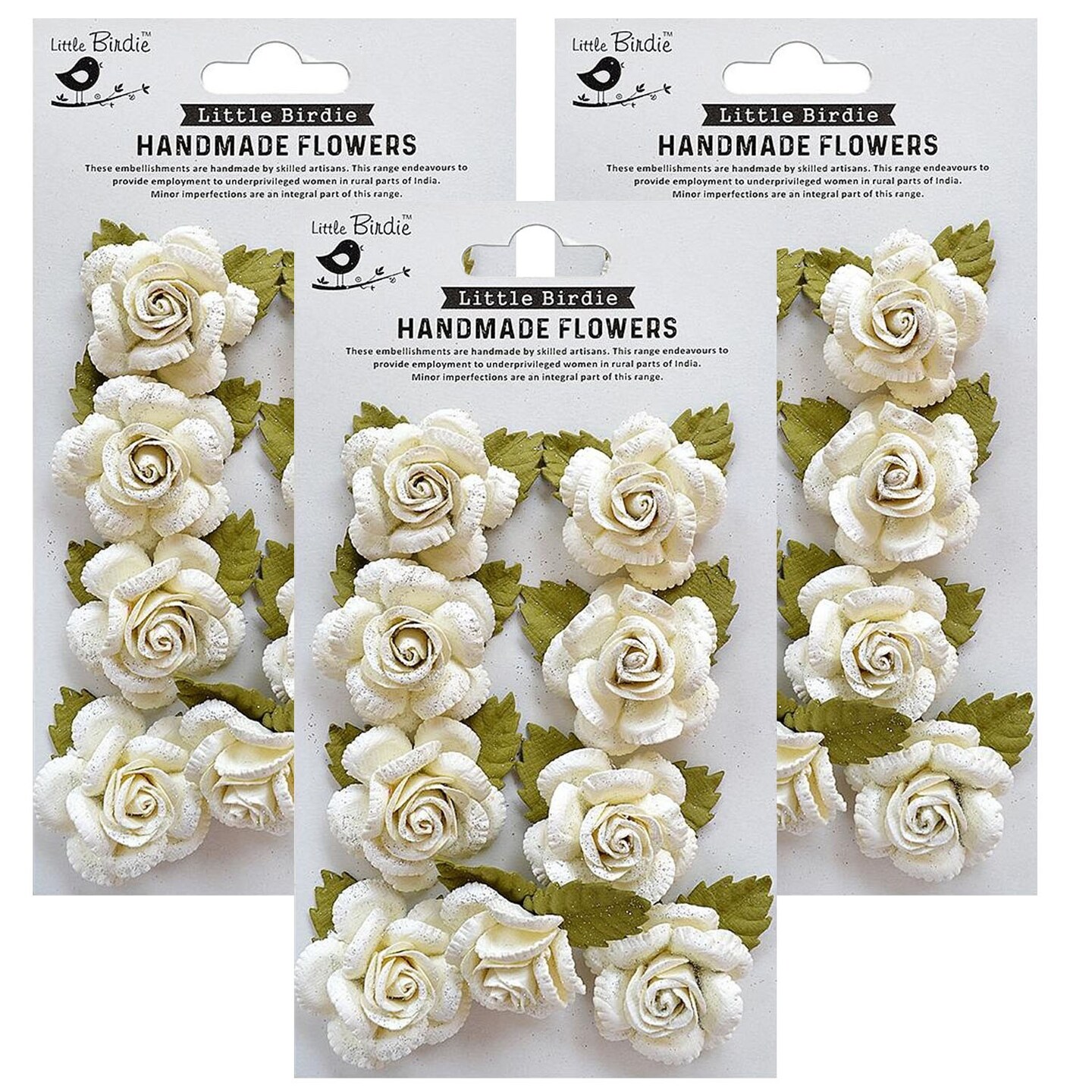 Pack of 3 - Little Birdie Karin Paper Flowers 8/Pkg-Shabby Chic | Michaels