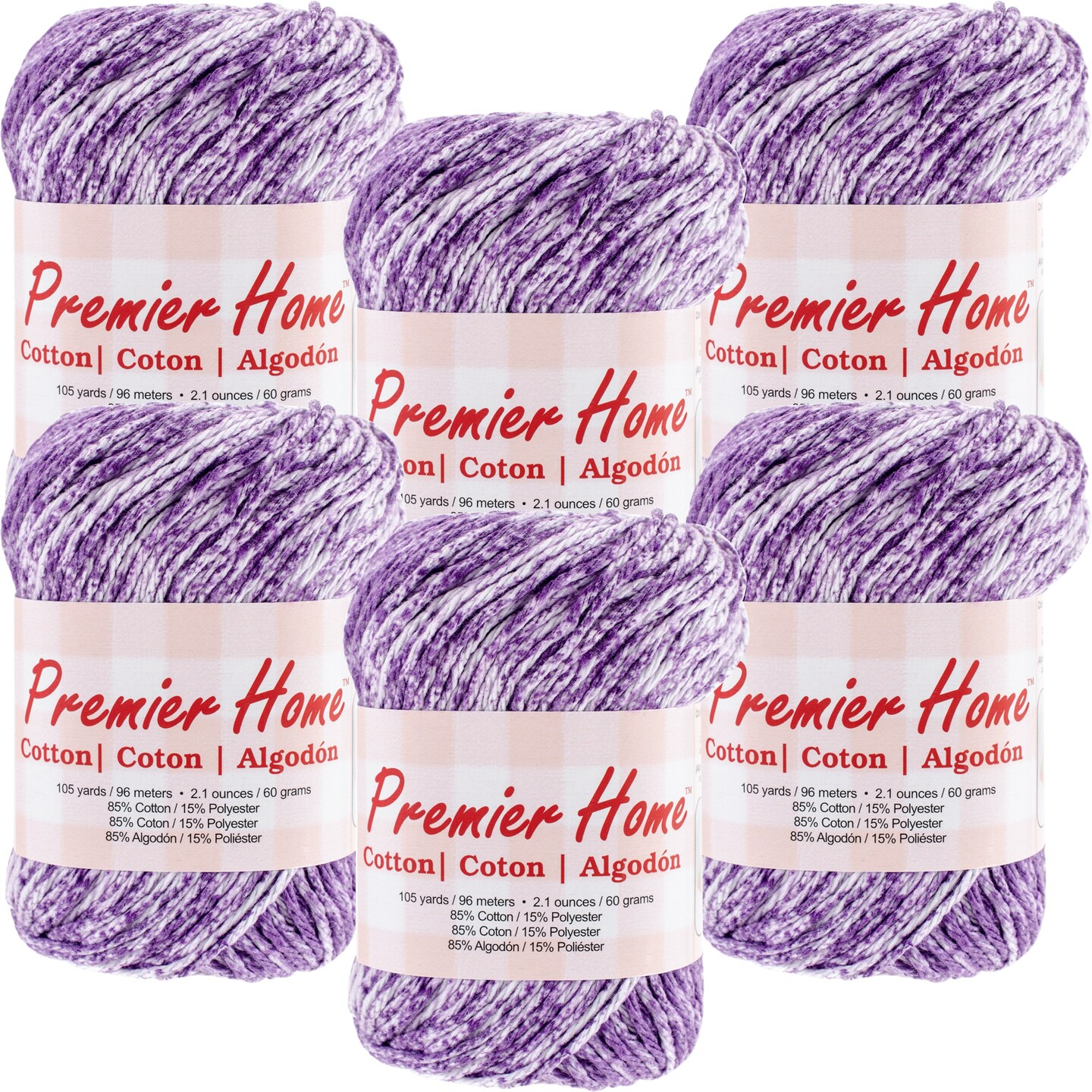 Multipack of 6 - Premier Yarns Home Cotton Yarn - Multi-Violet Splash ...