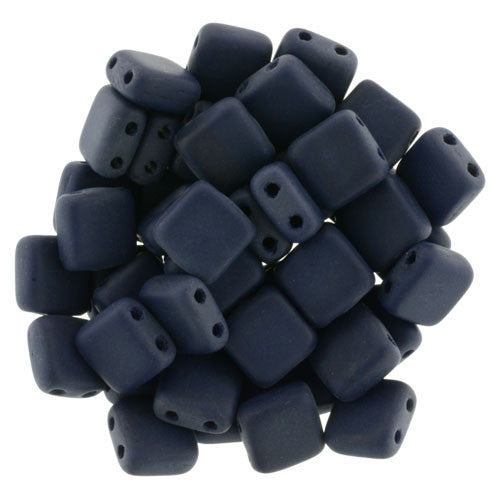 Czechmate 6mm Square Glass Czech Two Hole Tile Bead, Matte Navy | Michaels