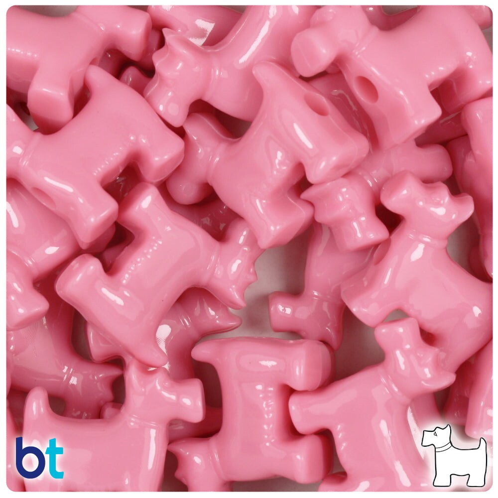 BeadTin Baby Pink Opaque 24mm Scotty Dog Plastic Pony Beads (24pcs ...