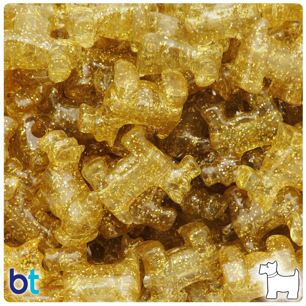 BeadTin Gold Sparkle 24mm Scotty Dog Plastic Pony Beads (24pcs) | Michaels