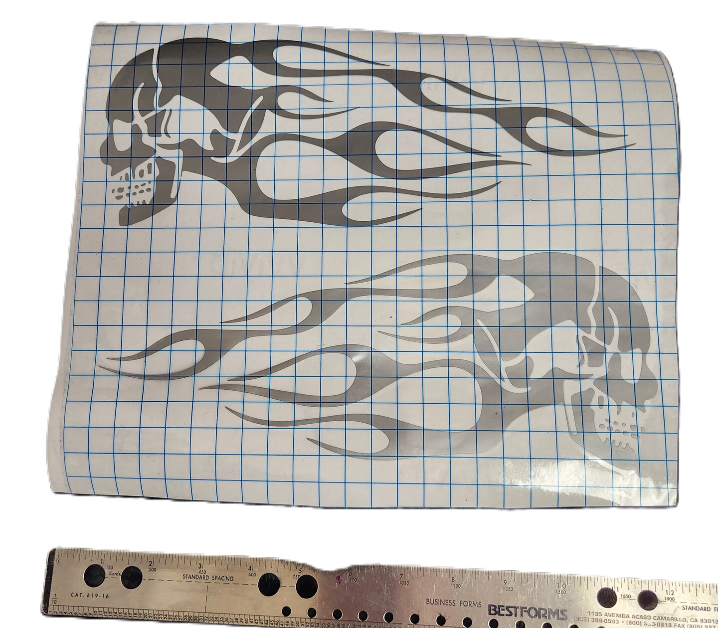 skull flames gas tank offroad vinyl sticker decal motorcycle auto ...