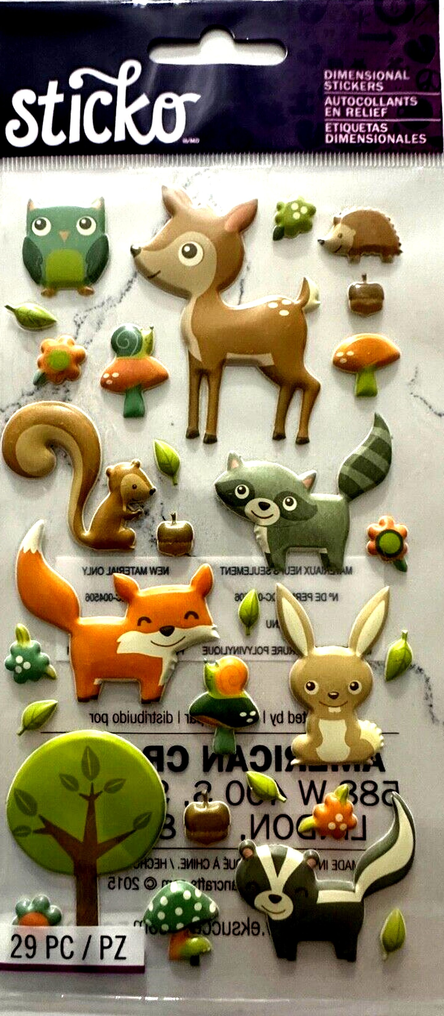 Sticko Woodland Animals Dimensional Puffy Stickers | Michaels