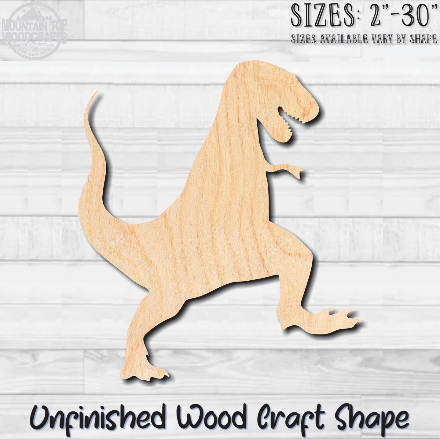 T- Rex Dinosaur Unfinished Wood Shape Blank Laser Engraved Cut Out ...