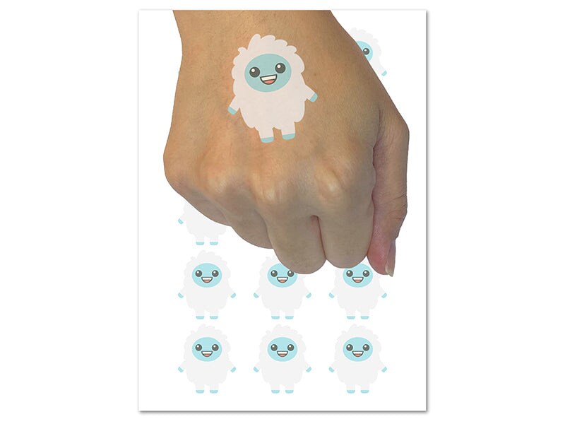 Excited Happy Kawaii Chibi Yeti Temporary Tattoo Water Resistant Fake ...