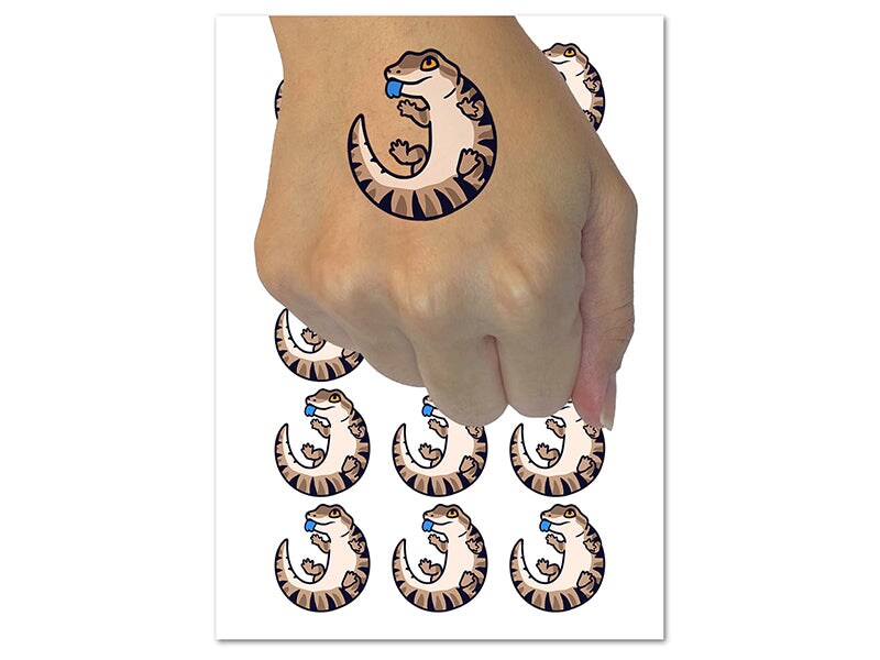 Fat Cute Blue Tongued Skink Lizard Reptile Temporary Tattoo Water ...