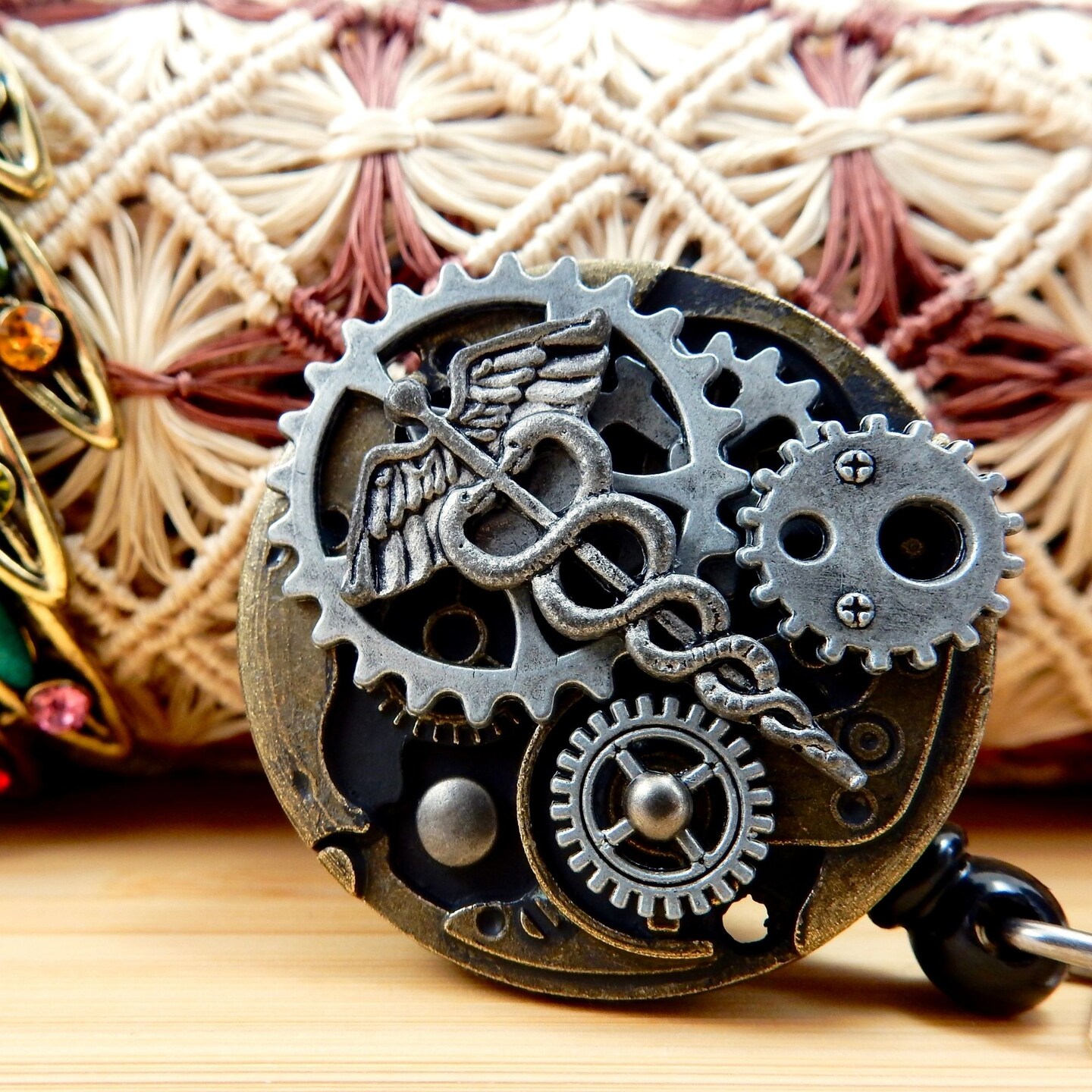 Caduceus Badge Reel, Unique Steampunk Badge Holder Designs, Industrial ...