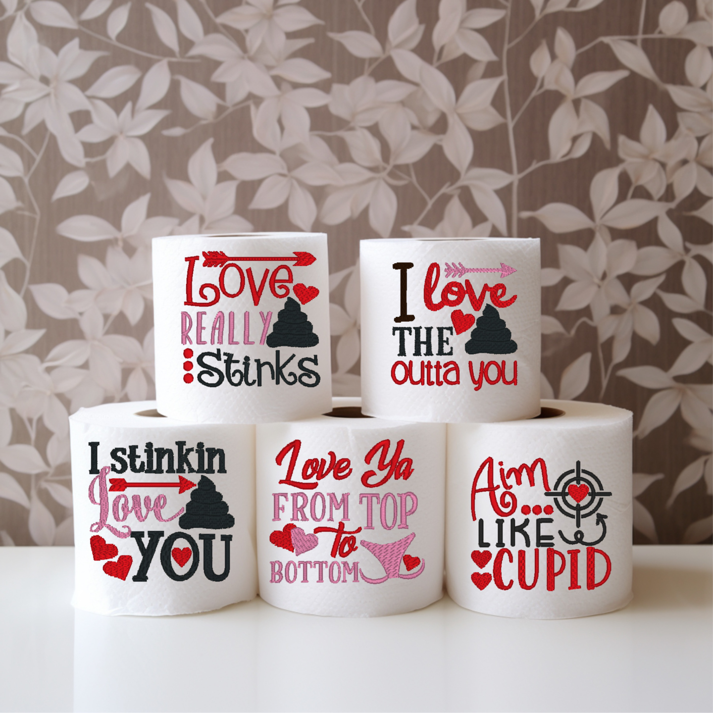 Embroidered Valentines Toilet Paper White Elephant Present Bathroom ...