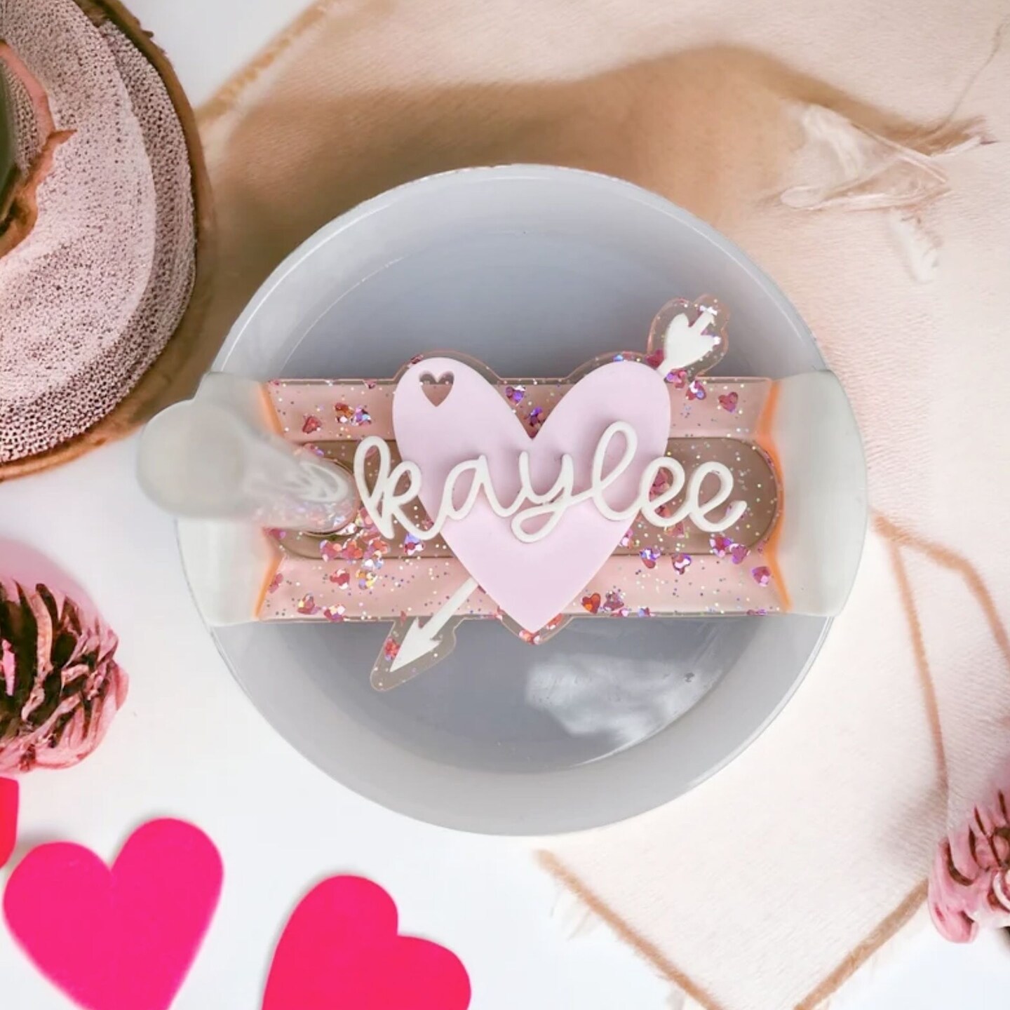 Personalized Heart with Arrow Name Tag Stanley Tumbler Name Plates ...