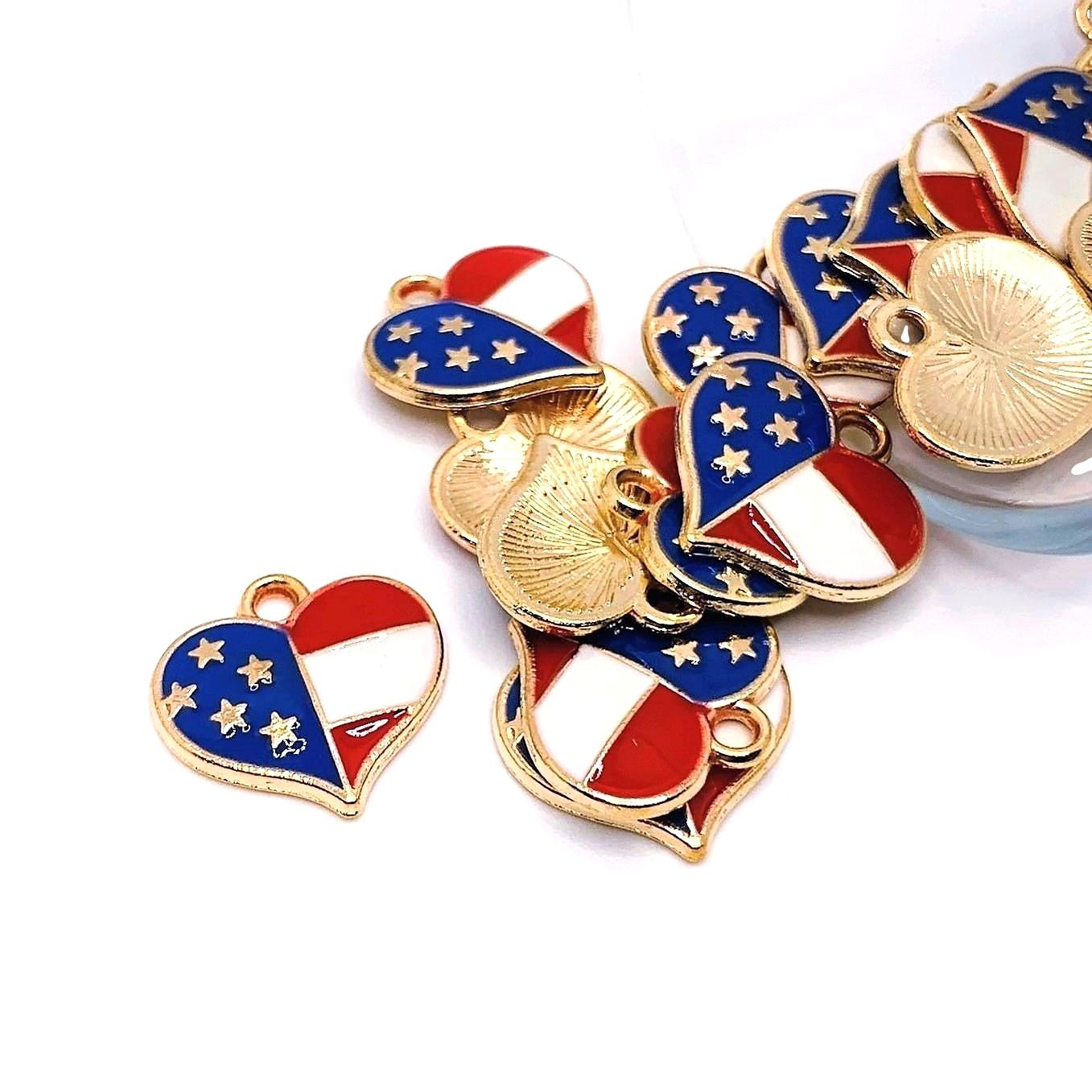 4, 20 or 50 Pieces: American Flag Heart Charms | Michaels