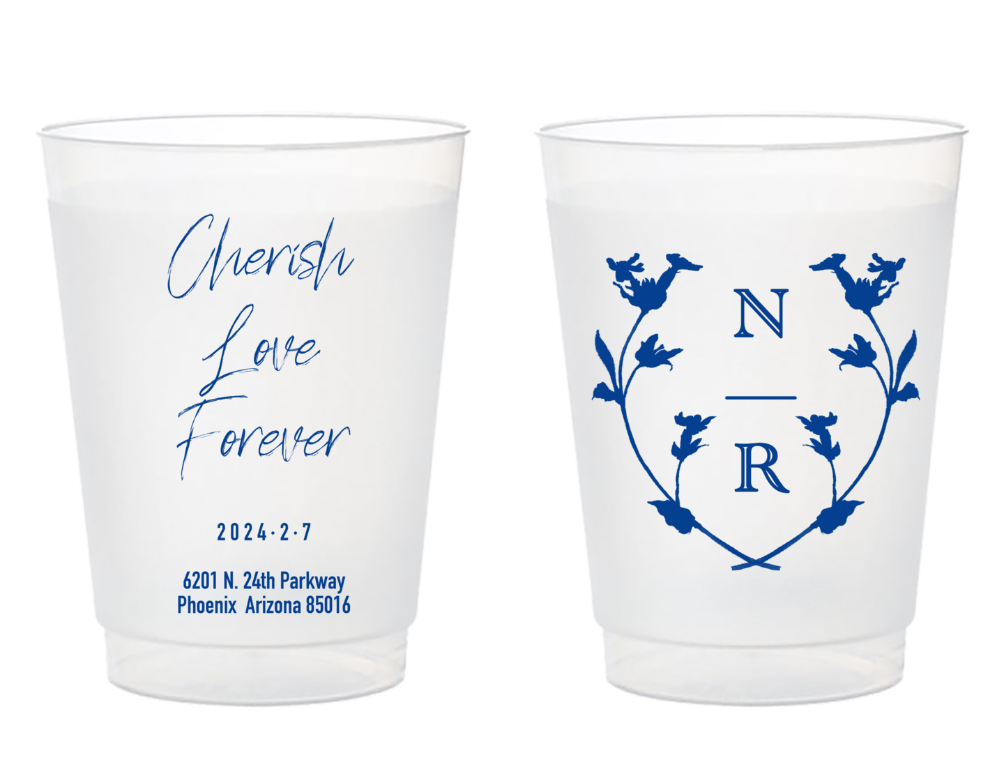Personalized wedding 12oz 16oz Plastic Cups Monogrammed Wedding Favor ...