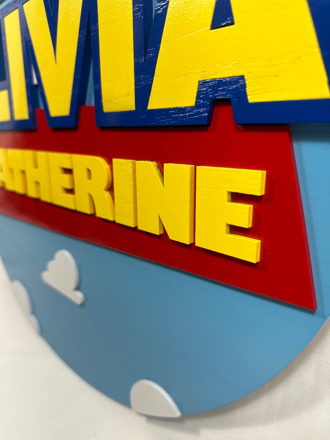 wooden kids name laser cut sign Andy’s room toy story sign. Door hanger ...