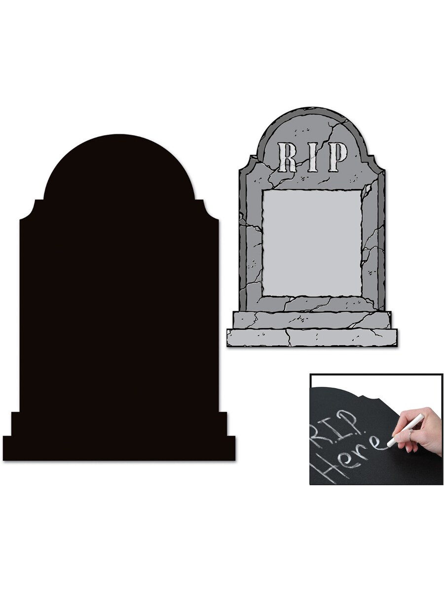 22" Chalkboard Tombstone Cutout Creepy Graveyard Halloween Decoration ...
