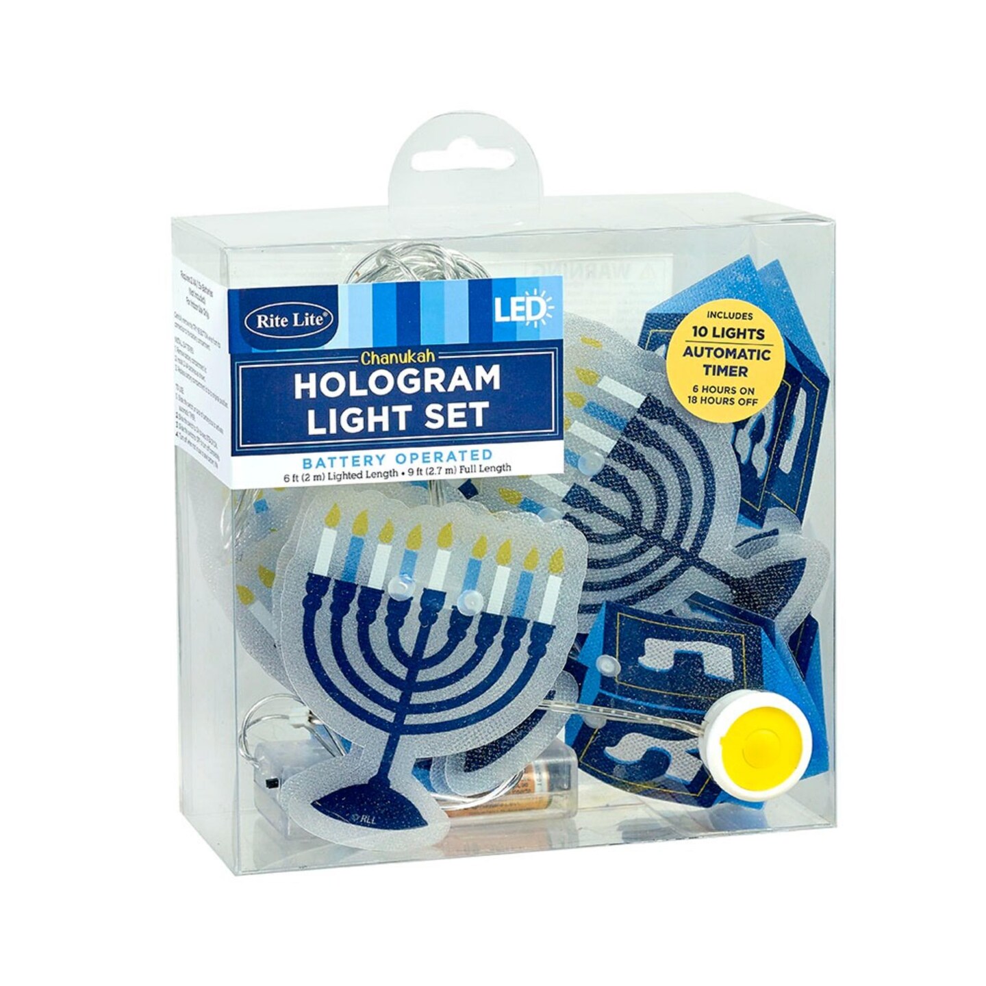 Rite Lite 10-Count Blue and White Battery Operated Hologram Hanukkah ...