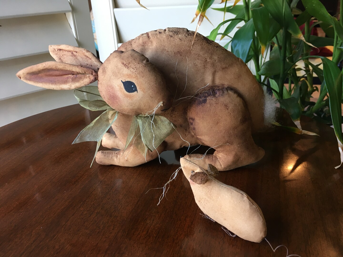 Handmade Primitive Easter Bunny with Mouse, Easter Shelf Sitter, Spring ...