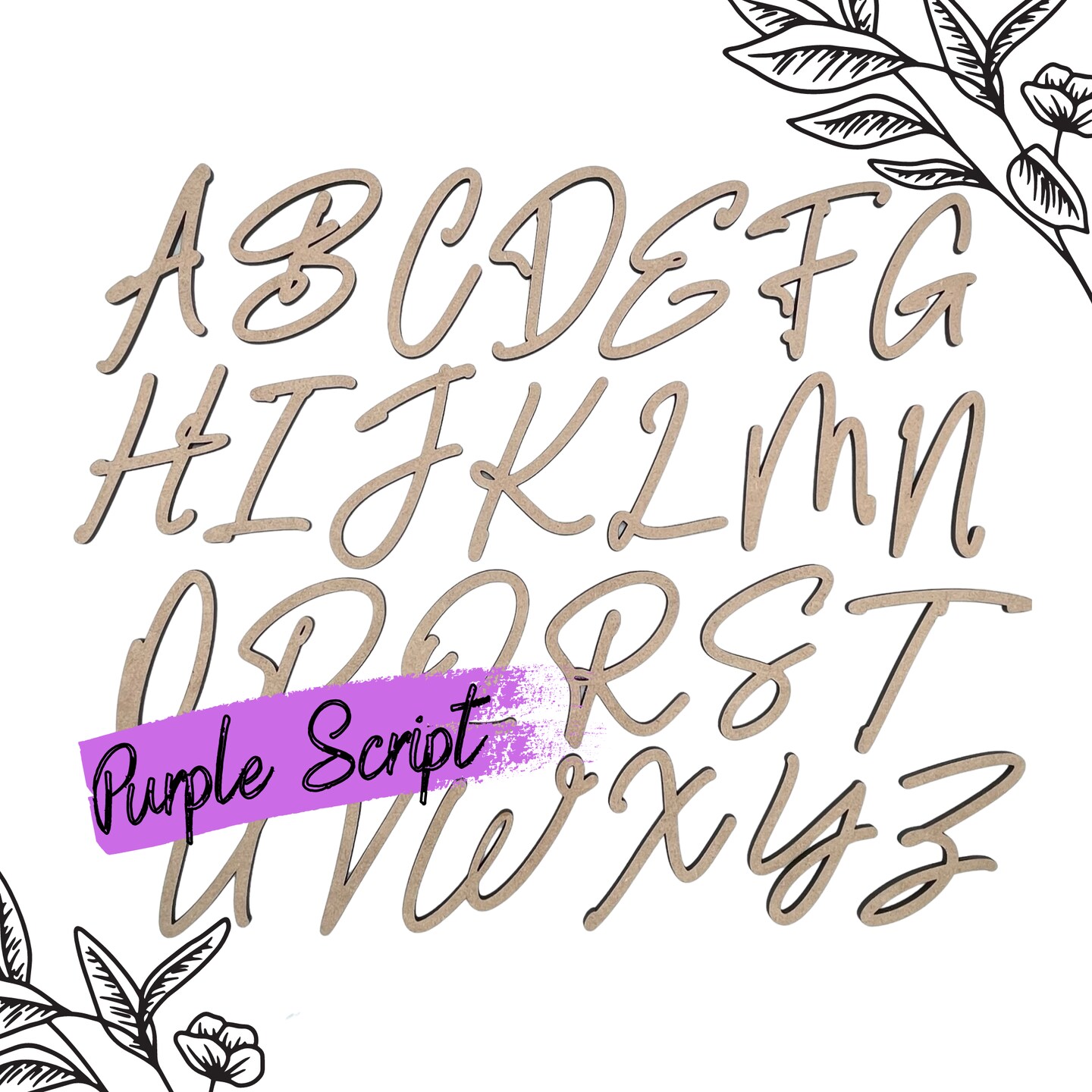 Small Purple Script Font | Script Style Letters | Cute Letters | Wood ...