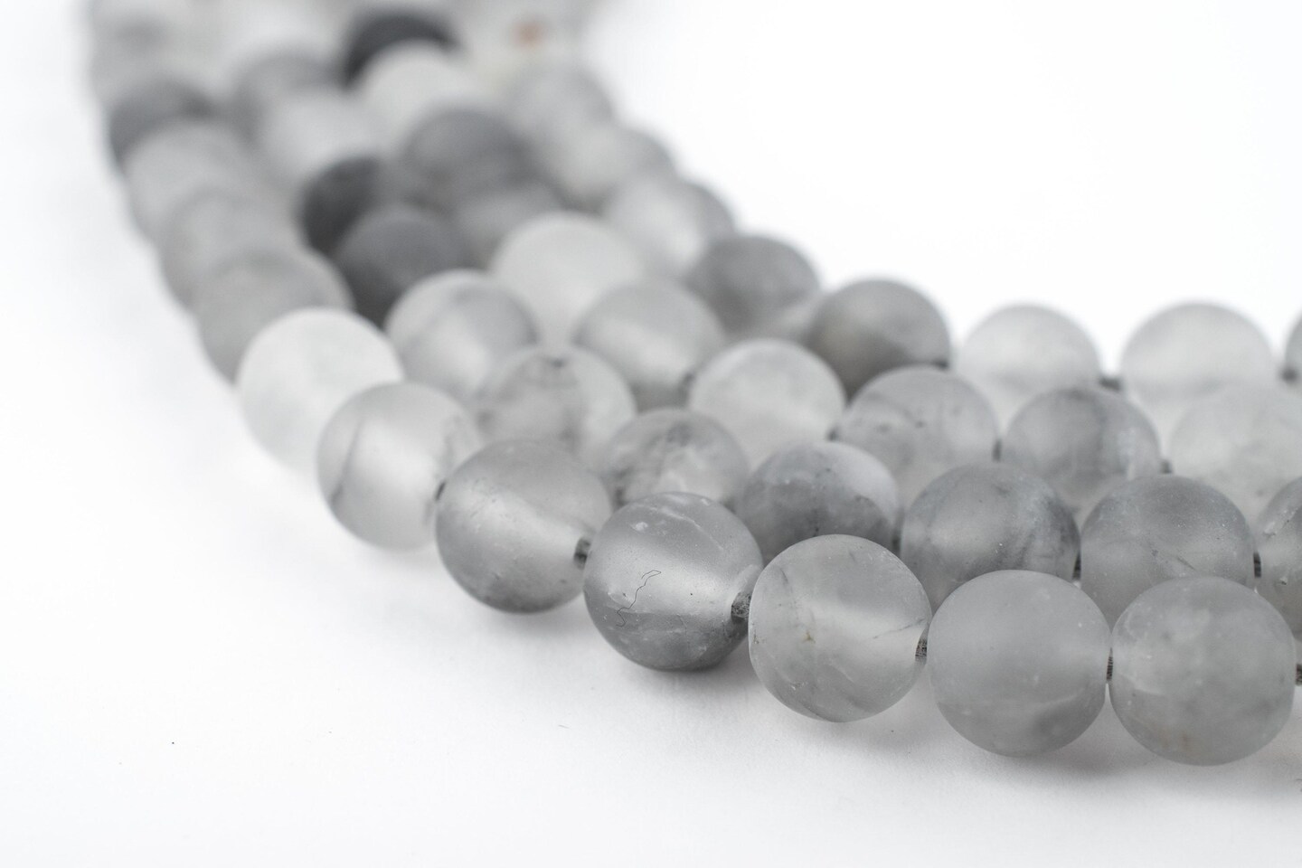 TheBeadChest Matte Round Cloudy Quartz Beads (6mm): Organic Gemstone ...