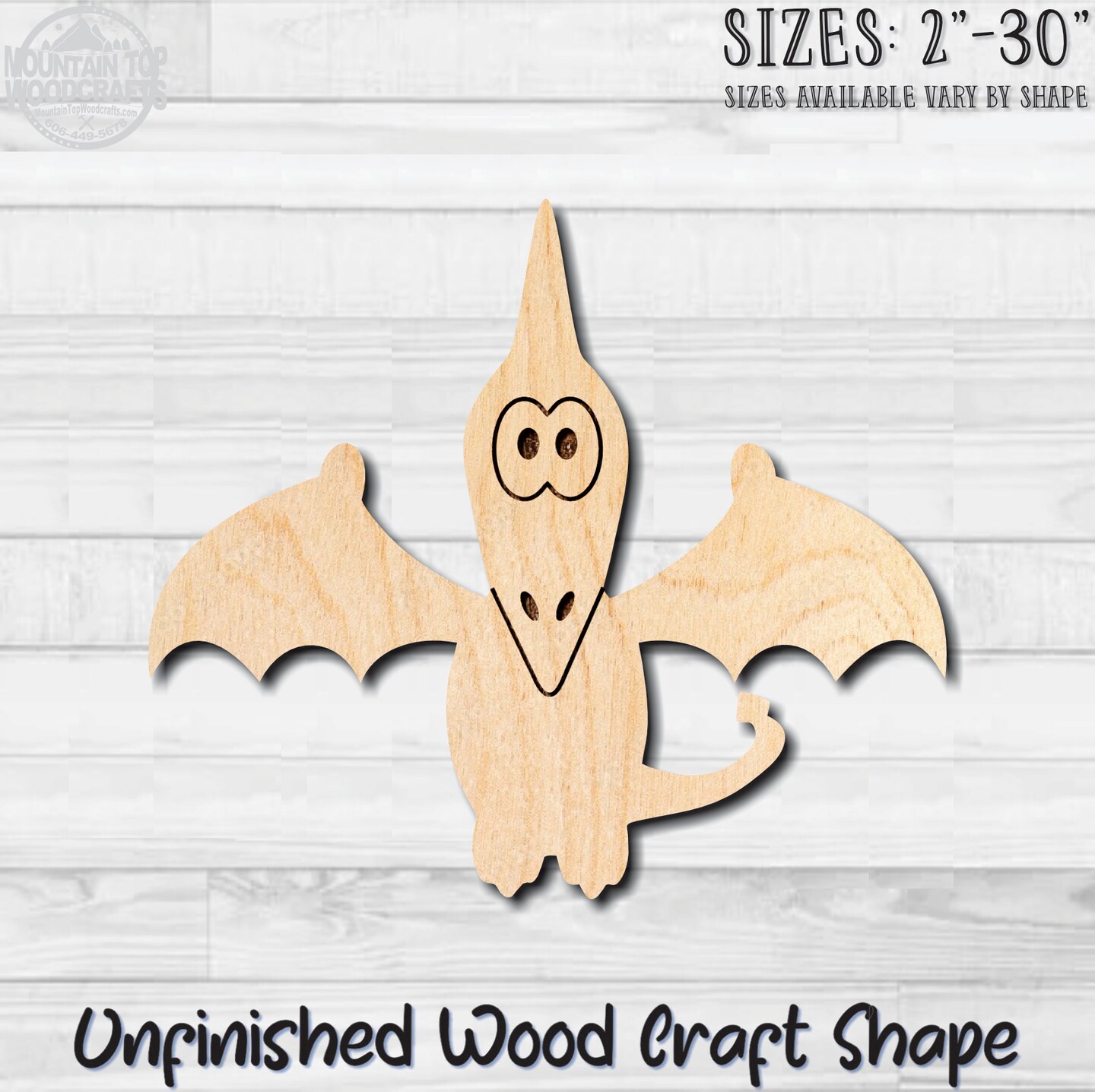 Pterodactyl Dinosaur Unfinished Wood Shape Blank Laser Engraved Cut Out ...