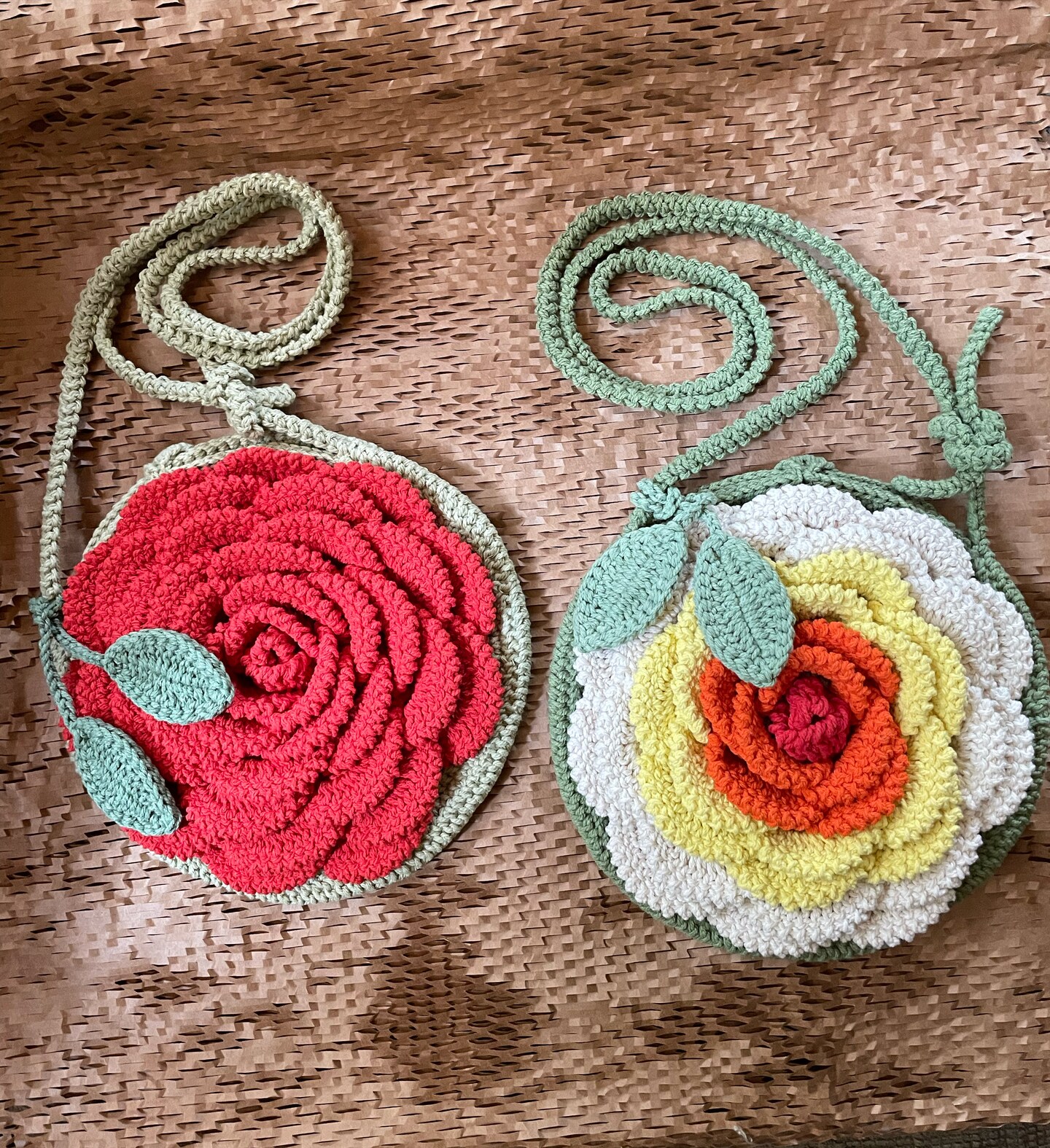 Crossbody crochet bag, crochet rose bag, 3d rose bag, flower crossbody ...
